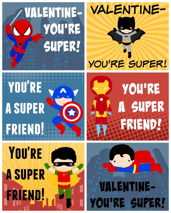 Free Printable Superhero Valentines