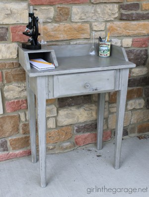 Distressed Desk in French Linen - Themed Makeover Day