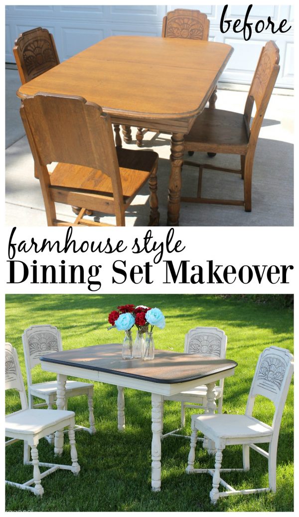 Farmhouse Style Antique Dining Set Makeover - Girl in the Garage®