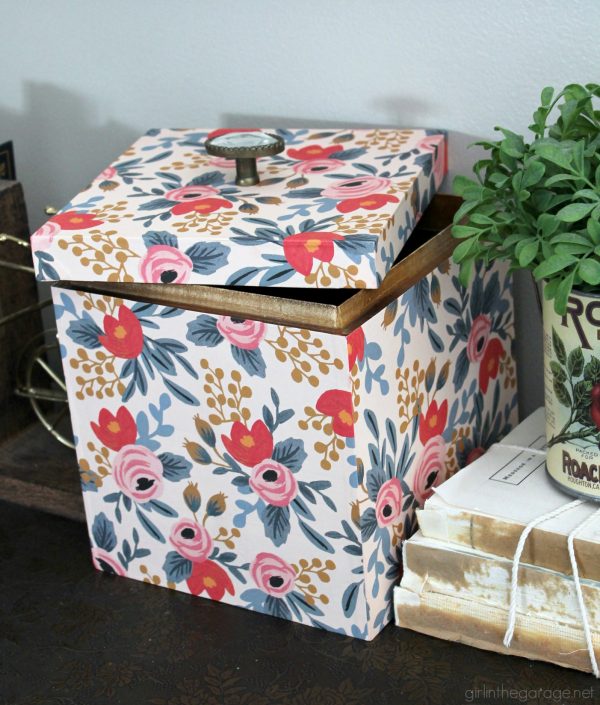 Storage Box Makeover with Wrapping Paper - Girl in the Garage®