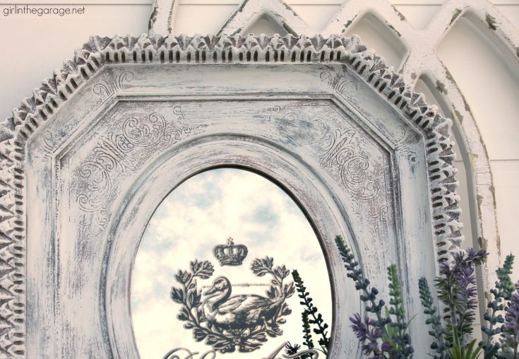 Painted Mirror Makeover with Image Transfer - Girl in the Garage®