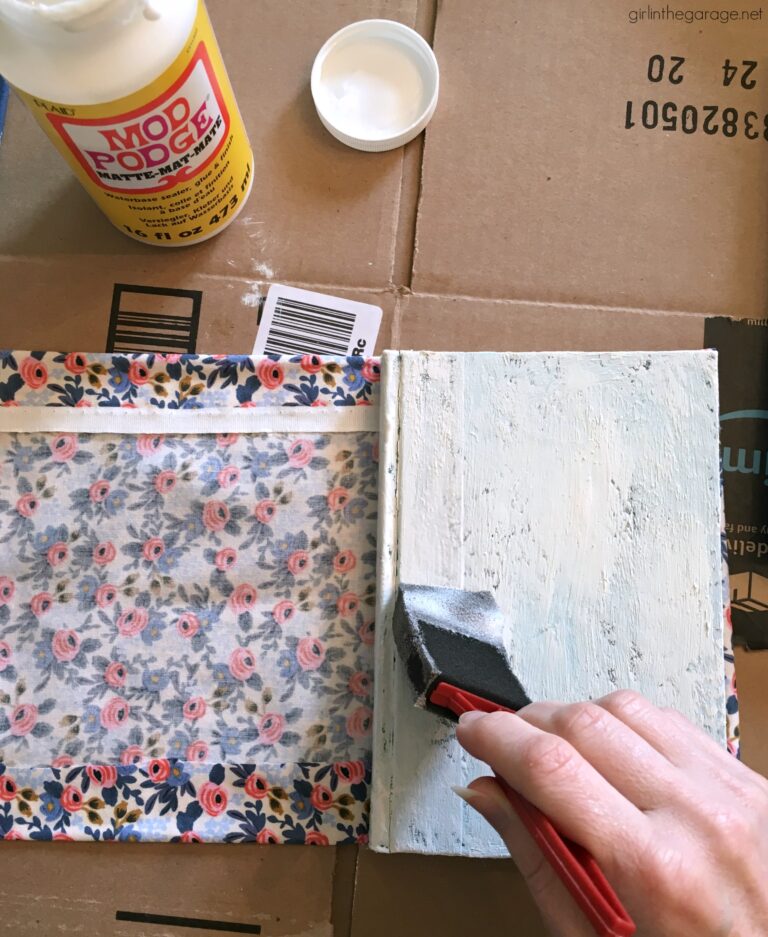 How to Decoupage Fabric onto Books - Girl in the Garage®