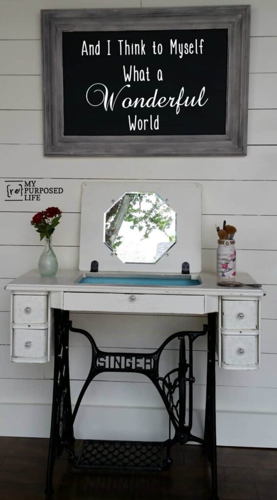 DIY Ideas to Repurpose Old Sewing Machine Tables and Cabinets - Girl in ...